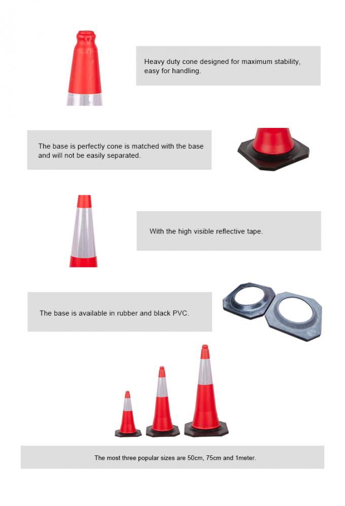 Rubber Reflective Road Cones High Visible Traffic Management Cones